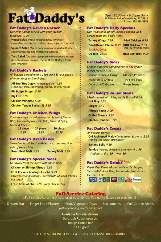 MENU – FatDaddy’s Bar & Grill | eishTek Web & Graphic Design